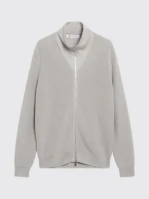 Brunello Cucinelli Zip-up Ribbed Knit Sweater
