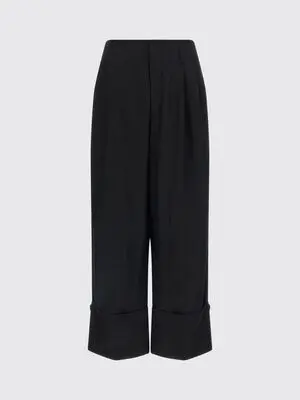 DARKPARK High-waist Wide-leg Cropped Trousers In Viscose Blend With Cuffs