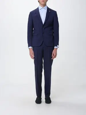 MANUEL RITZ Single-breasted Stretch Wool Suit - Blue