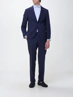 MANUEL RITZ Single-breasted Stretch Wool Suit - Blue