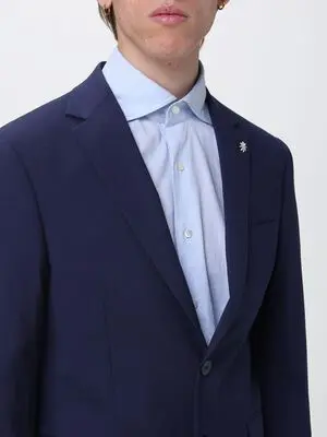 MANUEL RITZ Single-breasted Stretch Wool Suit - Blue