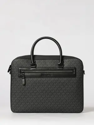 Michael Kors Coated Cotton Business Bag With Mk Monogram - Black