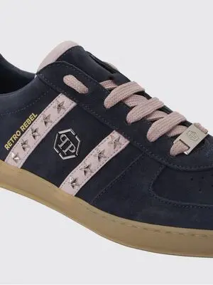 Philipp Plein Retro Rebel Suede Sneakers With Applied Stars - Blue