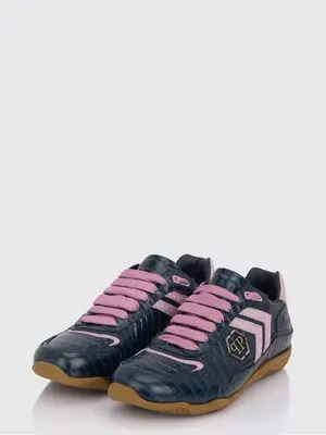 Philipp Plein Pit-$top Crocodile Print Leather Sneakers - Blue