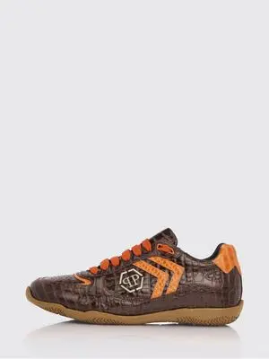 Philipp Plein Pit-$top Crocodile Print Leather Sneakers - Brown