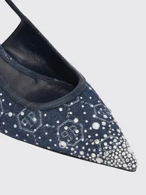 Philipp Plein Embroidered Monogram Rhinestone Slingback Pumps