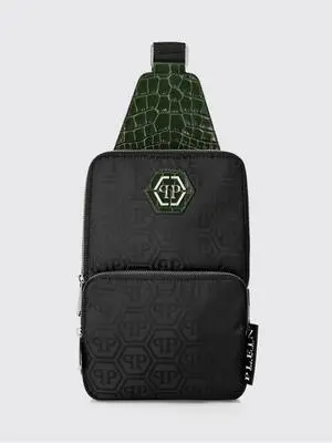 Philipp Plein Logo Nylon And Crocodile Print Leather Crossbody Bag