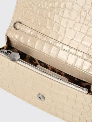 Philipp Plein Crocodile Print Leather Clutch With Rhinestone Hexagon - Beige