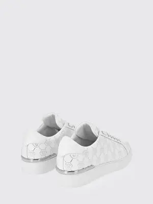 Philipp Plein Leather Sneakers With Rhinestone Hexagon - White