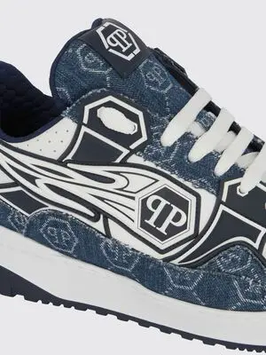 Philipp Plein Moonwalker Denim And Leather Sneakers
