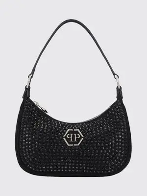 Philipp Plein All Over Rhinestone Suede Bag - Black