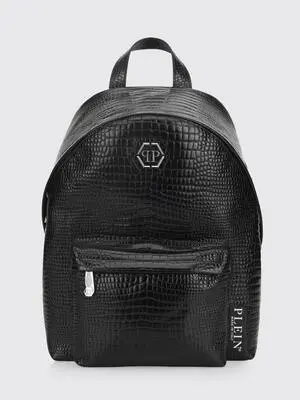 Philipp Plein Crocodile Print Leather Backpack - Black
