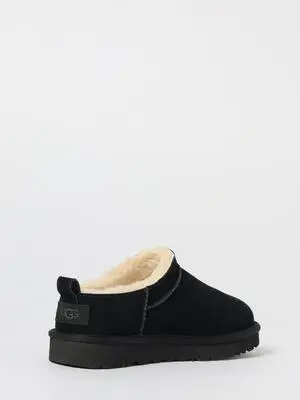 UGG Suede Leather Slip-on Ankle Boots With Wool Lining - Black
