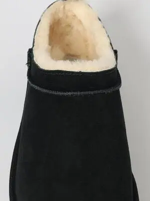 UGG Suede Leather Slip-on Ankle Boots With Wool Lining - Black