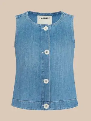 L'Agence Foster Sleeveless Denim Top