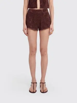 Oseree Textured Metallic Shorts - Cocoa