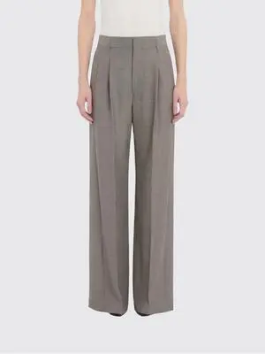 Victoria Beckham Wide Leg Pleated Trousers - Grey