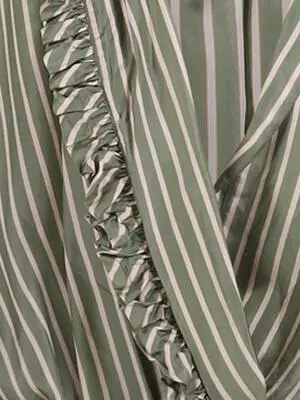 Dries Van Noten Striped Cupro Blouse With Ruffle Detail