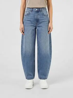 Alexander Wang High-waisted Rhinestone Logo Baggy Jeans - Indigo