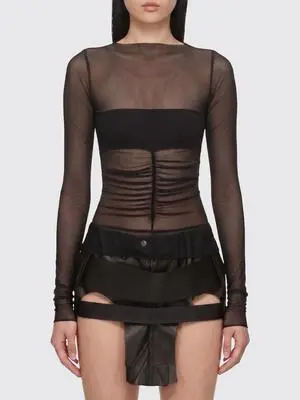 Rick Owens Sheer Long Sleeve Crewneck Top - Black