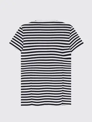 Max Mara Striped Cotton T-shirt With Monogram Detail - Black
