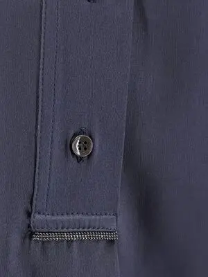 Brunello Cucinelli Stretch Silk Classic Shirt - Blue