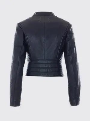 MAISON MARGIELA Slim Fit Ovine Leather Biker Jacket With Side Zip
