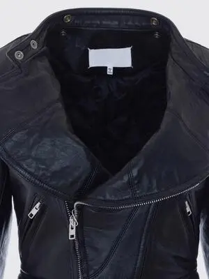MAISON MARGIELA Slim Fit Ovine Leather Biker Jacket With Side Zip