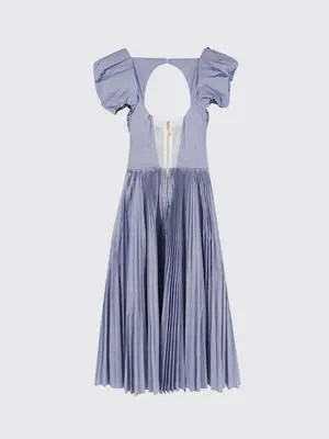 Elisabetta Franchi Pleated Crêpe Midi Dress With Puff Sleeves