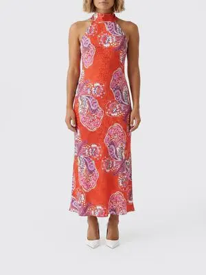 Rixo Ethnic Print Viscose Halterneck Sheath Midi Dress