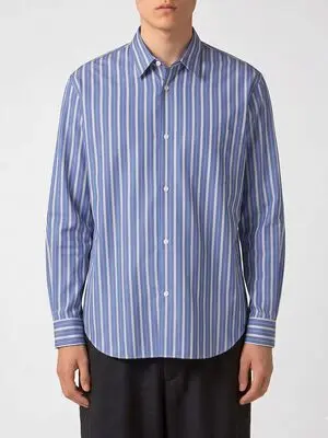 Junya Watanabe Relaxed Fit Patchwork Cotton Shirt With Spread Collar - Blue