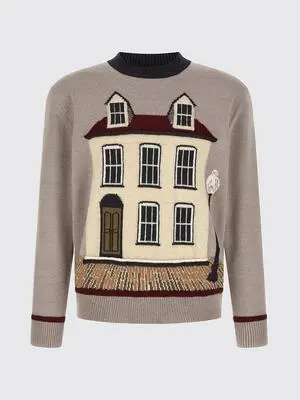 Junya Watanabe Graphic Print Silk And Wool Blend Crew-neck Jumper - Grey