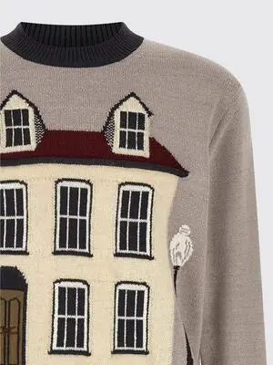 Junya Watanabe Graphic Print Silk And Wool Blend Crew-neck Jumper - Grey
