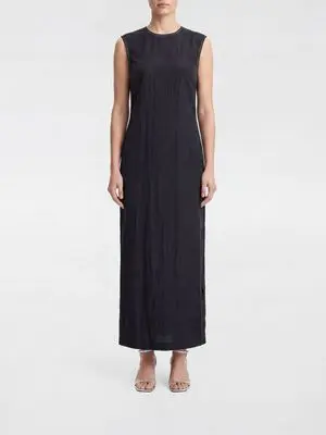 Filippa K Sleeveless Midi Dress In Acetate With Cut-out Detail - Black