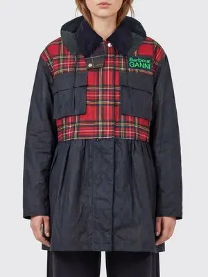 BARBOUR X GANNI Waxed Cotton Hooded Jacket With Velvet Collar - Black