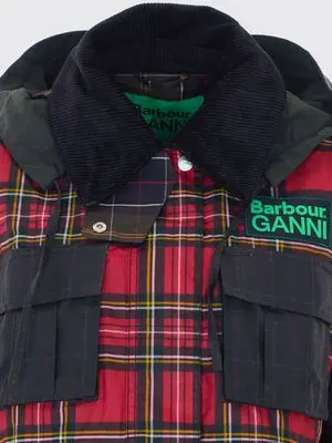 BARBOUR X GANNI Waxed Cotton Hooded Jacket With Velvet Collar - Black