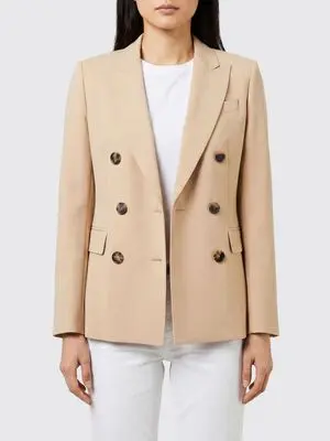 Alberto Biani Slim Fit Double-breasted Cady Blazer With Classic Lapels - Beige