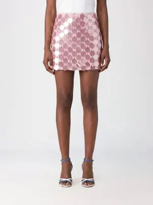 DES_PHEMMES Sequin Embroidered Cotton Pencil Mini Skirt