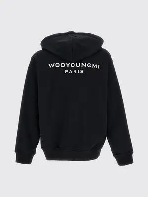 WOOYOUNGMI Contrast Logo Cotton Zip-up Hoodie