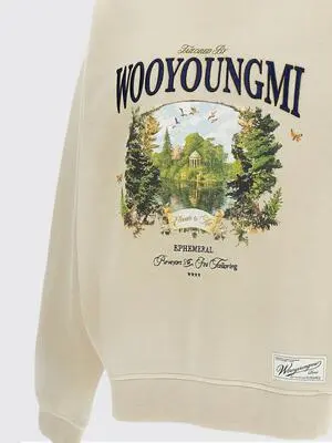 WOOYOUNGMI Graphic-print And Contrast-logo Cotton Crewneck Sweatshirt