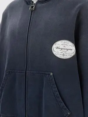 WOOYOUNGMI Cotton Zip-up Hoodie With Contrast Logo