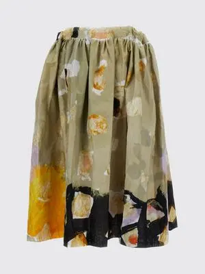 DANIELA GREGIS Draped Floral-pattern Cotton Midi Skirt