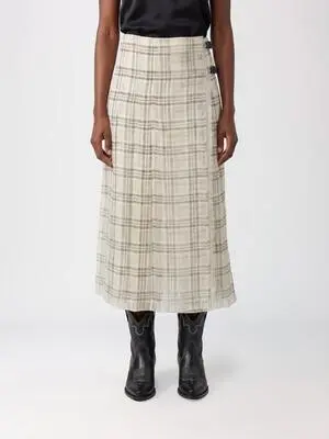 DURAZZI MILANO Tartan Cotton And Silk Midi Skirt With Buckle Detail