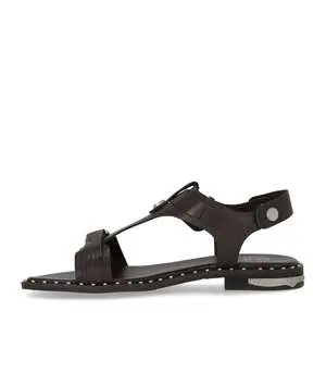 Ash Piper Dark Flat Studded Leather Sandals