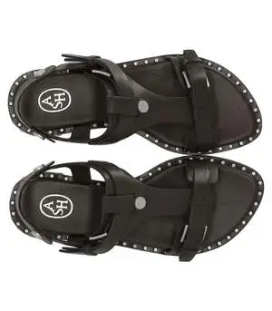 Ash Piper Dark Flat Studded Leather Sandals