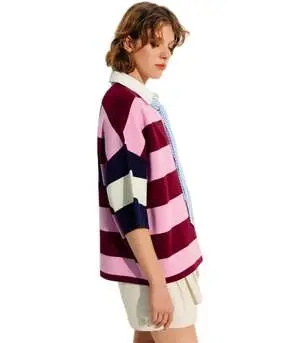 Essentiel Antwerp Striped Polo Shirt With Peanuts Applique