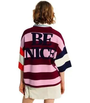 Essentiel Antwerp Striped Polo Shirt With Peanuts Applique