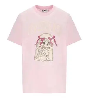 GANNI Organic Cotton Graphic T-shirt - Pink