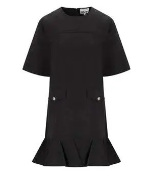 GANNI Short Sleeve Mini Dress With Ruffled Hem