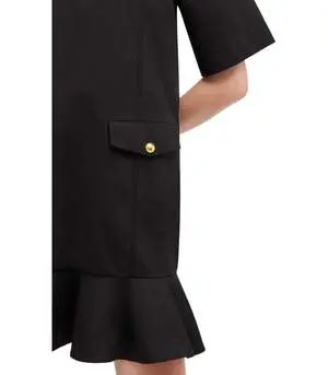 GANNI Short Sleeve Mini Dress With Ruffled Hem